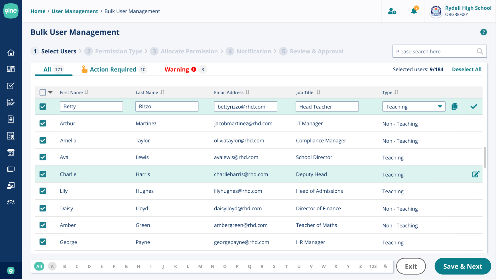 User Management | 9ine Platform
